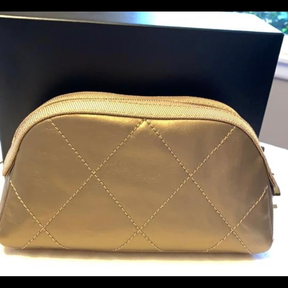 Chanel Cosmetic Case In Metallic Bronze Gold Leather … - Gem